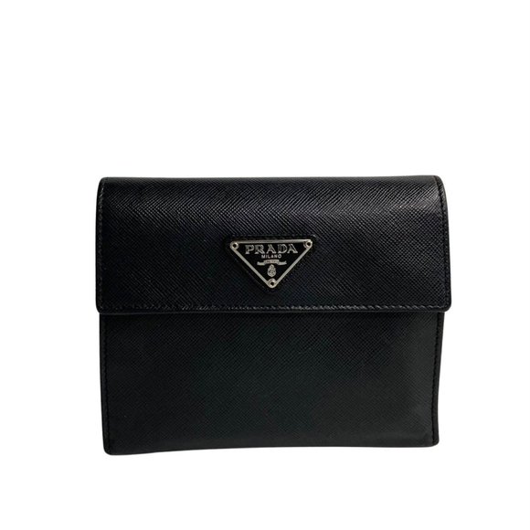 Prada | Accessories | Prada Triangular Metal Fittings Saffiano Leather ...